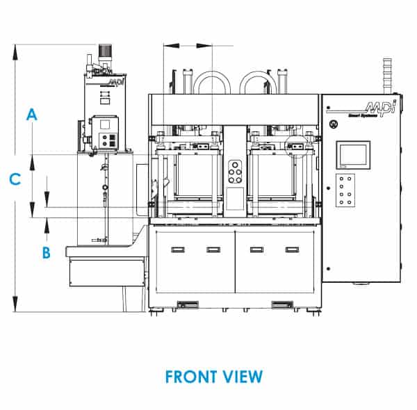 MPI - Automated Dual Turbo Wheel Wax Injector - Front View - MPI Systems